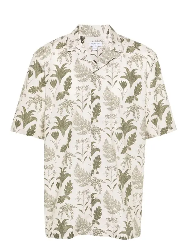 Sunspel X Katie Scott Leaf-print Shirt - Neutrals