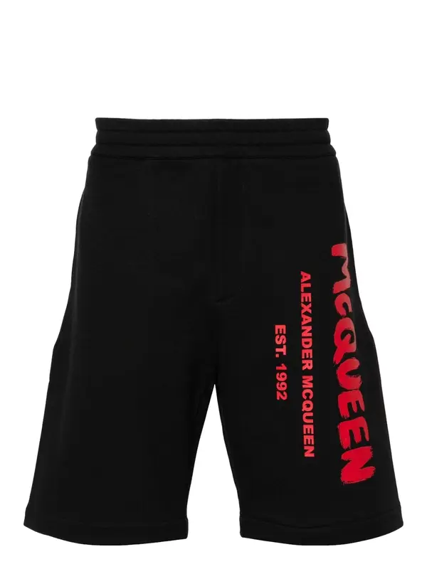 Alexander McQueen Logo-print Cotton Shorts - Black