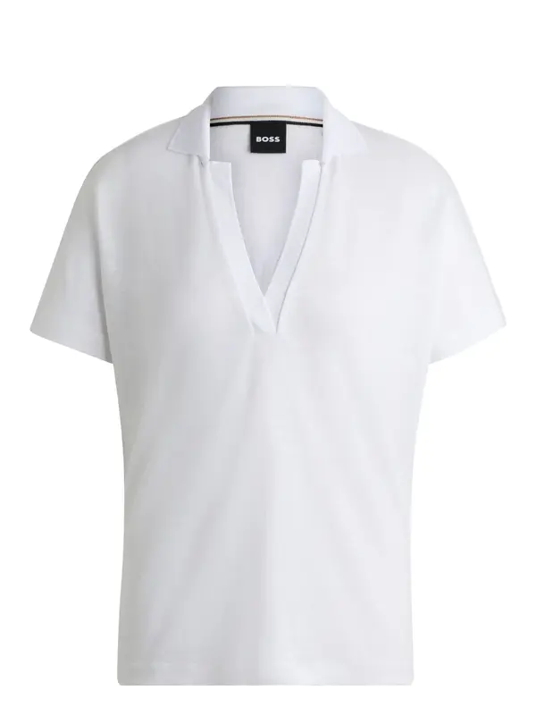 BOSS V-neck Polo Top - White