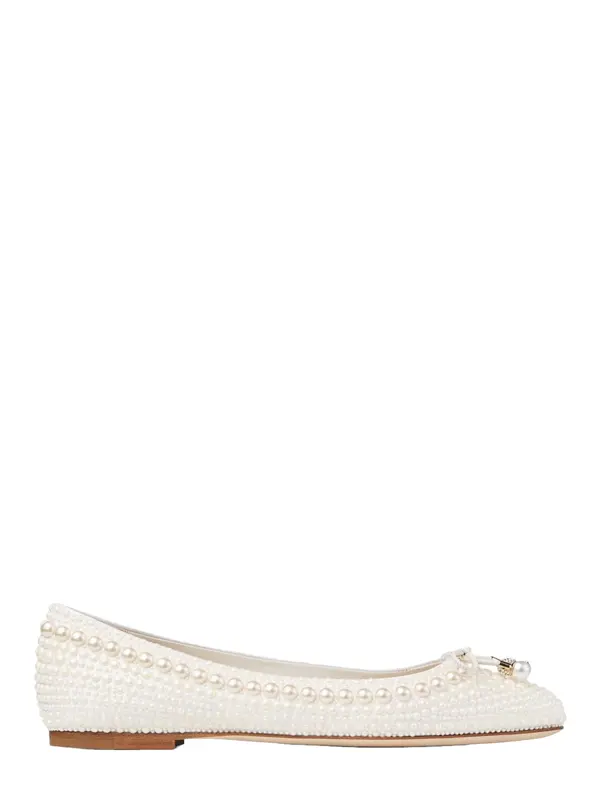 JIMMY CHOO Elme Pearl-embellished Ballerinas - White