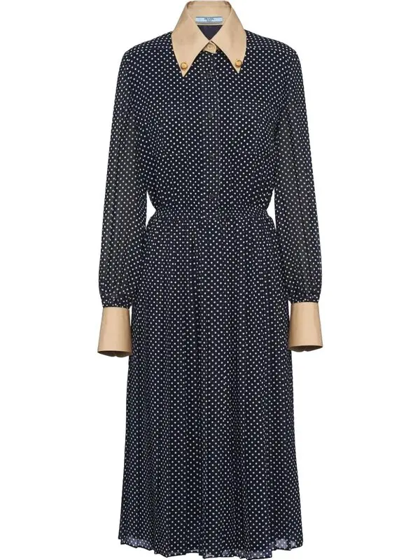 Prada Polka-dot Georgette Midi Dress - Blue