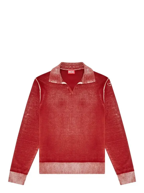 DIESEL® Faded-effect Fine-rib Jumper - Red