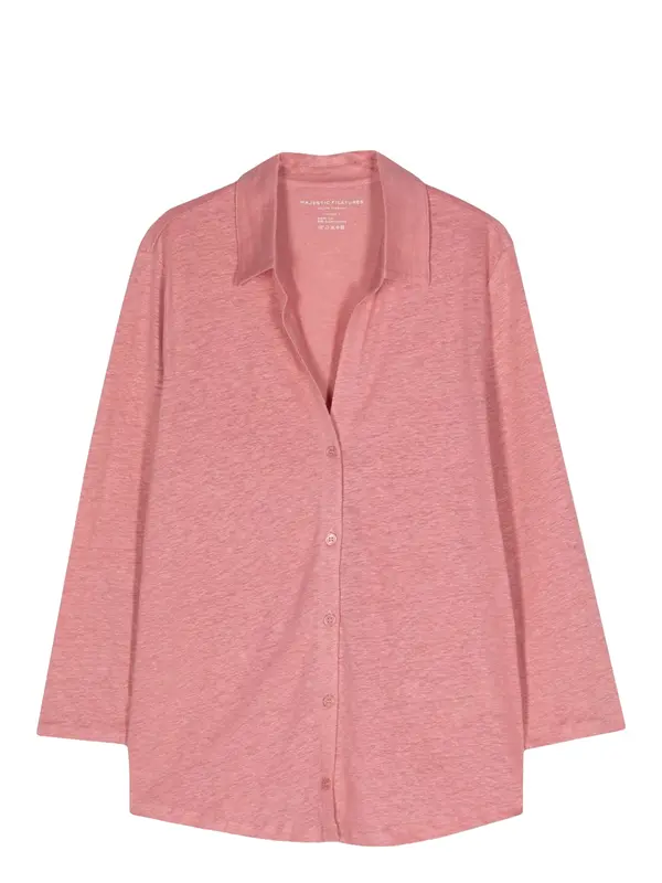 Majestic Filatures Linen-blend Jersey Cardigan - Pink