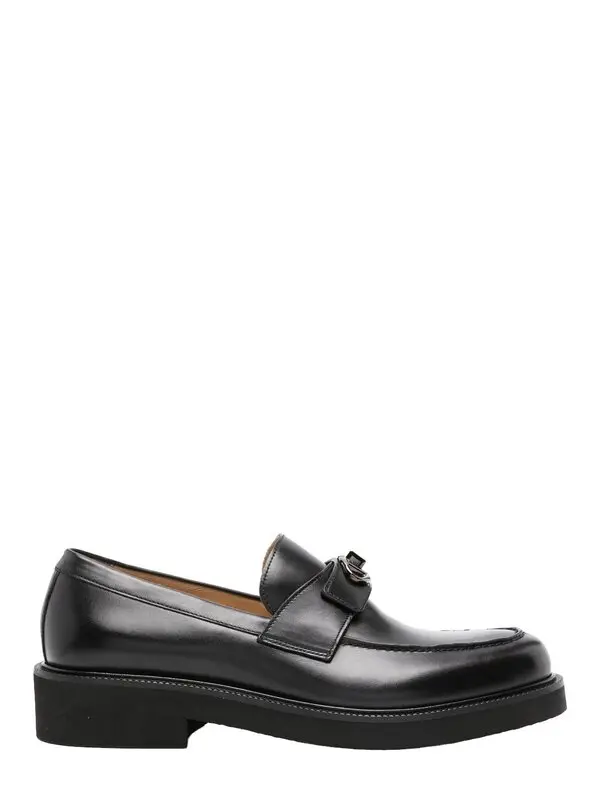 Valentino Garavani Vlogo Locker Leather Loafers - Black