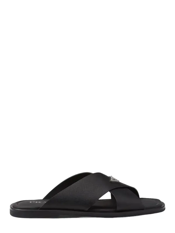 Prada Crisscross Leather Sandals - Black