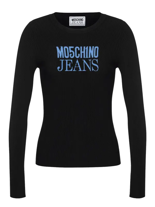Moschino Logo-print Ribbed Top - Black