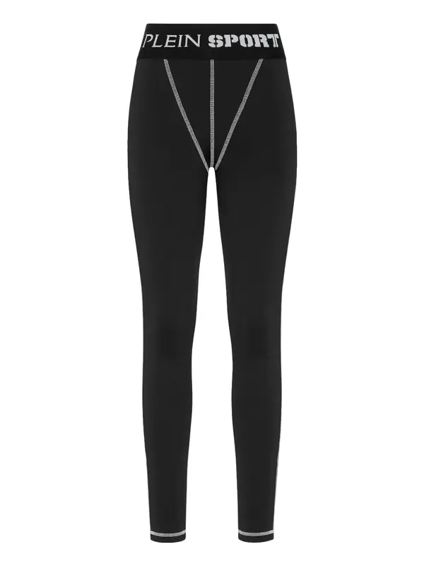PLEIN SPORT Logo-waistband Performance Leggings - Black