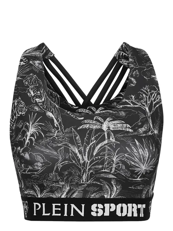 PLEIN SPORT Graphic-print Sports Bra - Black