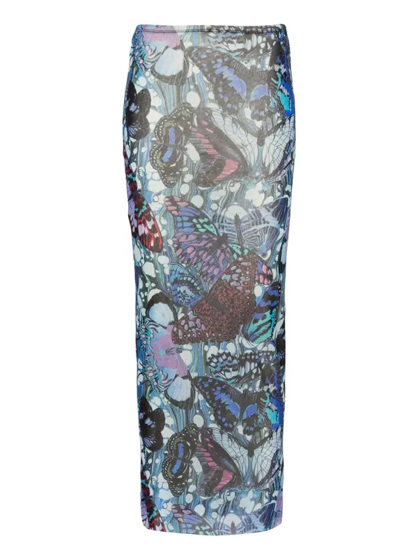 Jean Paul Gaultier Butterfly Pencil Skirt - Blue