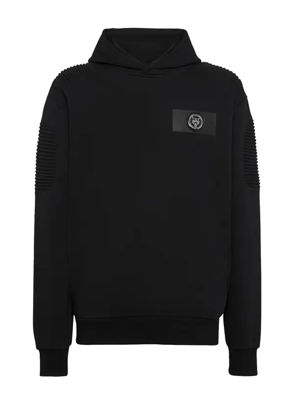 PLEIN SPORT Ribbed Panelling Hoodie - Black
