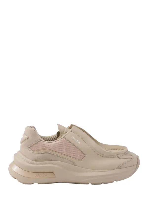 Prada Systeme Leather Sneakers - Neutrals