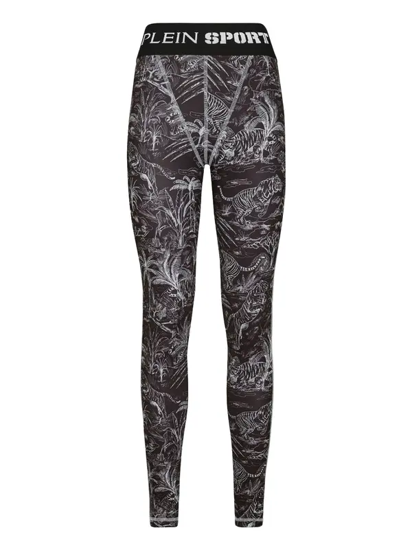 PLEIN SPORT Graphic-print High-waist Leggings - Black