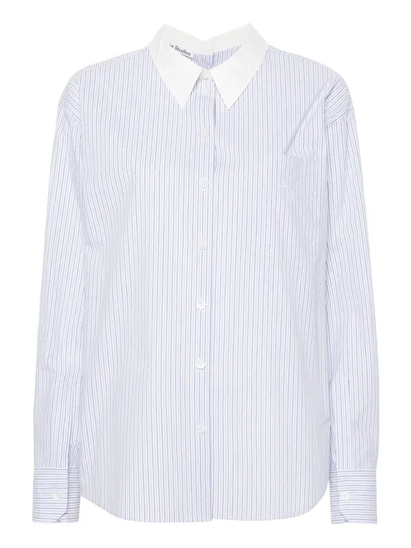 Acne Studios Logo-embroidered Striped Shirt - Blue