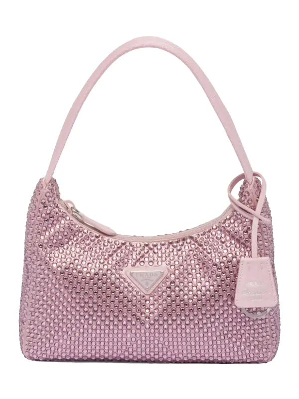 Prada Re-edition Crystal-embellished Mini Bag - Pink