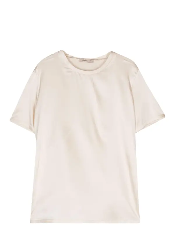 BLANCA VITA Crew-neck T-shirt - Neutrals