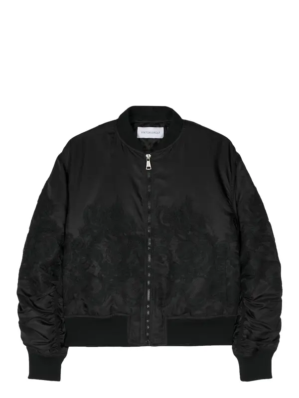 Viktor & Rolf Floral-lace Bomber Jacket - Black