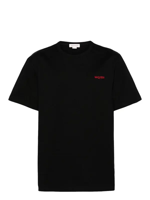 Alexander McQueen Logo-embroidered Cotton T-shirt - Black