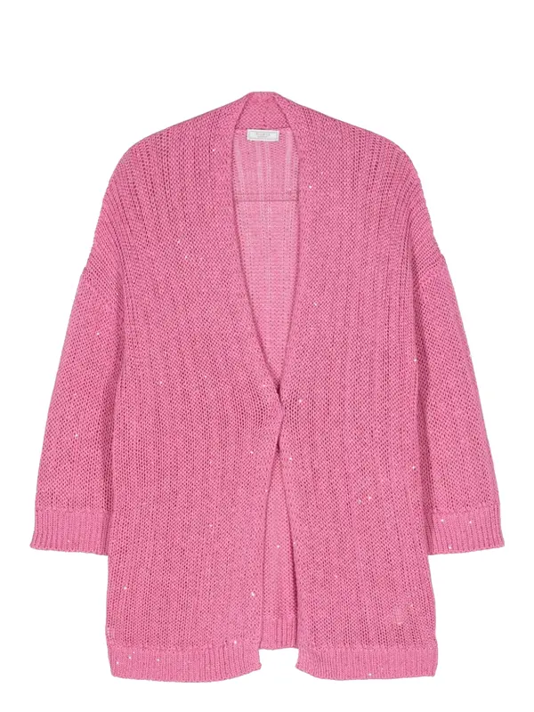 Peserico Sequin-detail Open-knit Cardigan - Pink