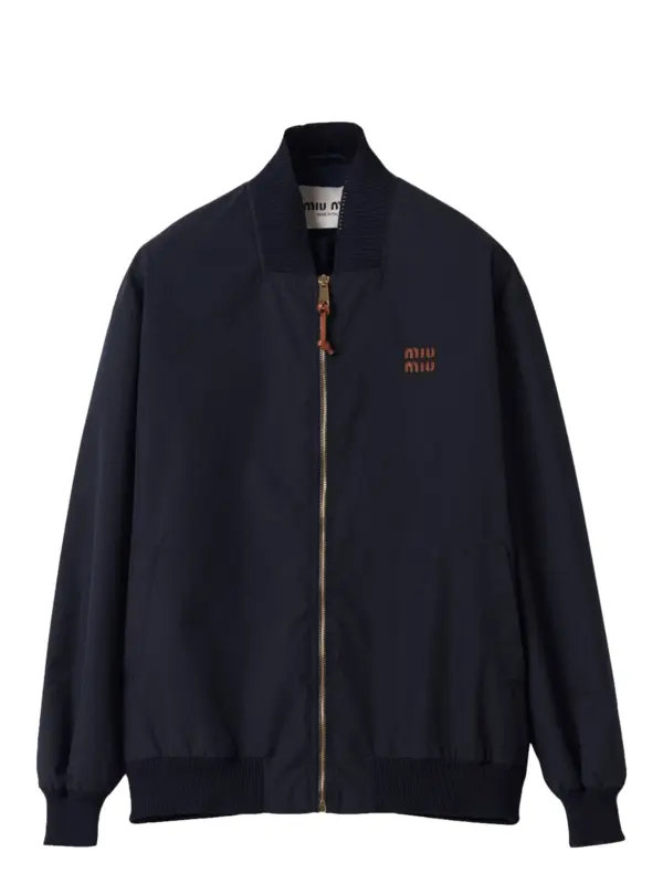 ジャケット・アウター 2000ss miu miu navy multiple zip jacket Miu Miu: Navy & Gray Technical Silk Zipper Jacket | SSENSE