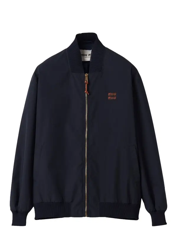 Miu Miu Logo-patches Bomber Jacket - Blue