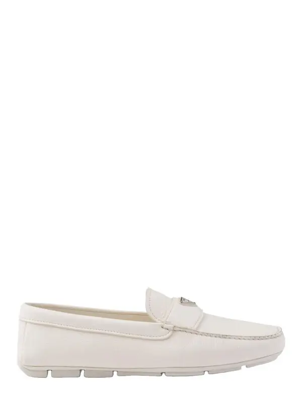 Prada Logo-plaque Leather Drivers - Neutrals