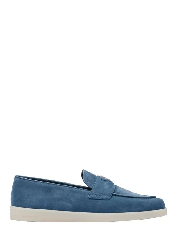 Prada Logo-plaque Suede Loafers - Blue