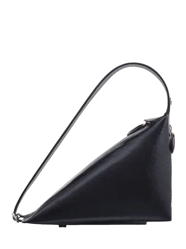 COURREGES Naplack Leather Shoulder Bag - Black