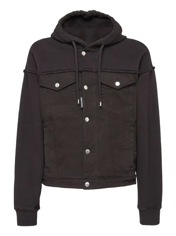 Dsquared2 Layered Hood Denim Jacket - Black