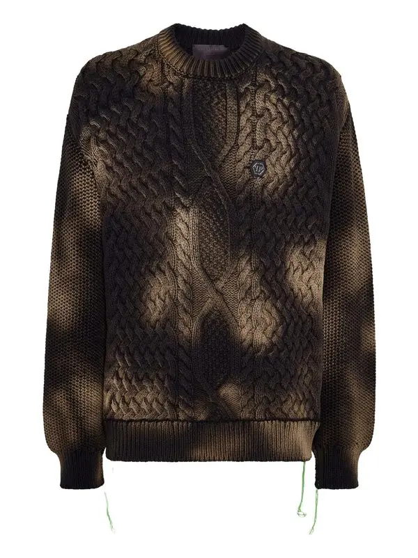 Philipp Plein Smile-embroidered Tie-dye Jumper - Black
