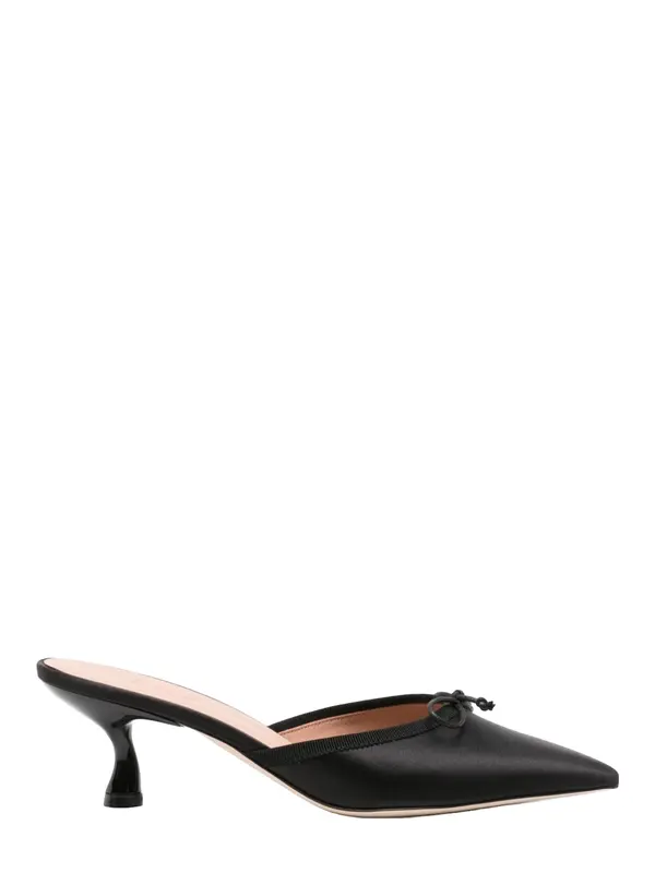 MALONE SOULIERS Bow-detail Satin Mules - Black