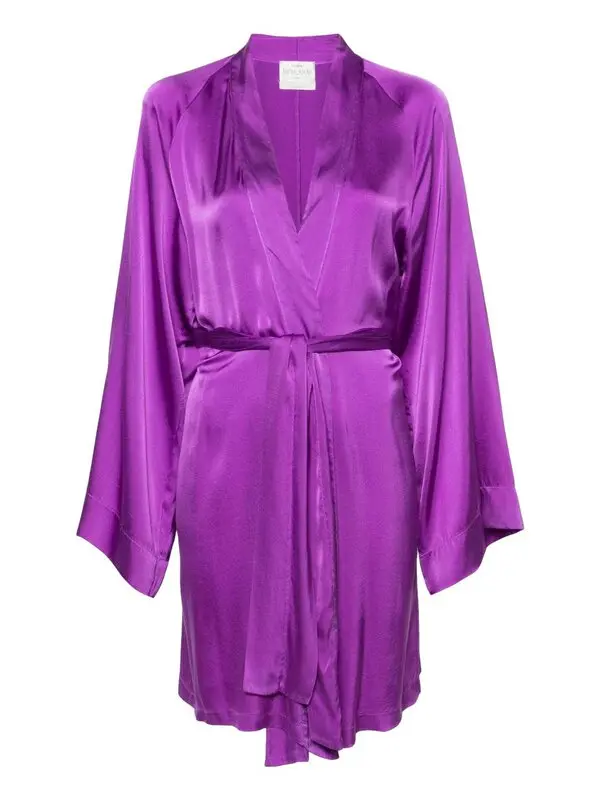 FORTE_FORTE V-neck Satin Coat - Purple