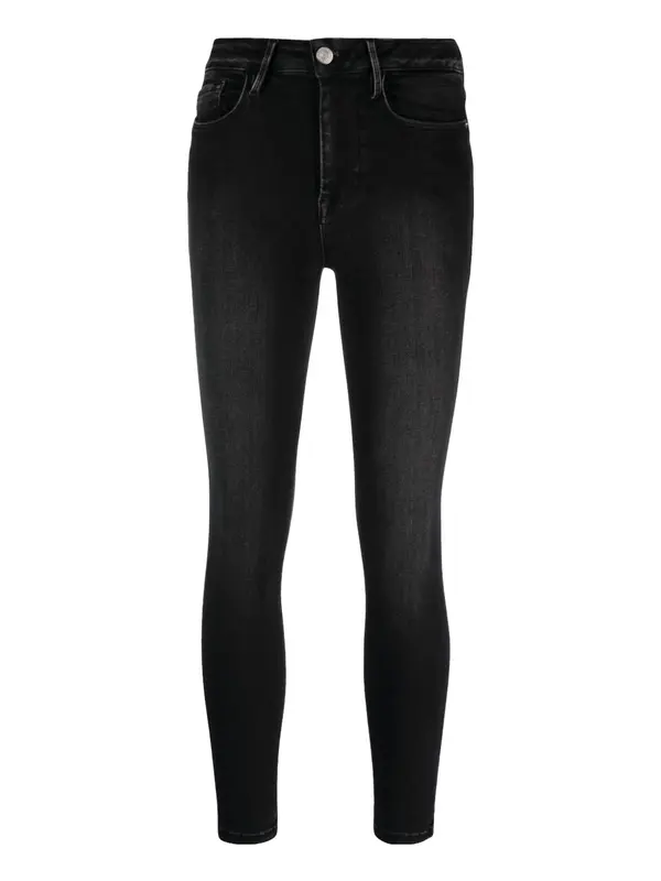 FRAME Le One Skinny-leg Cropped Jeans - Black