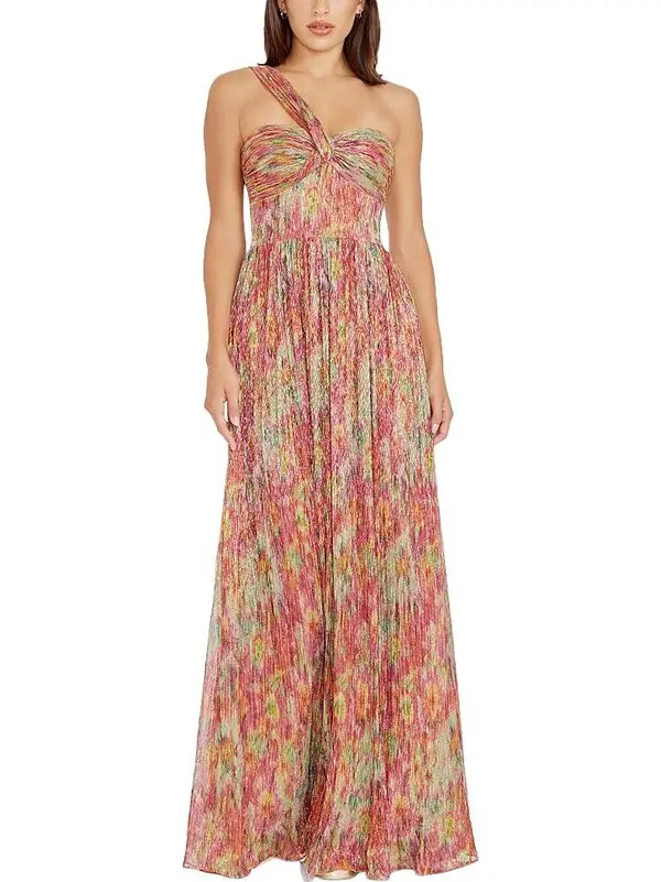 Dress The Population Idalia Printed Metallic Maxi Dress - Bright Fuchsia