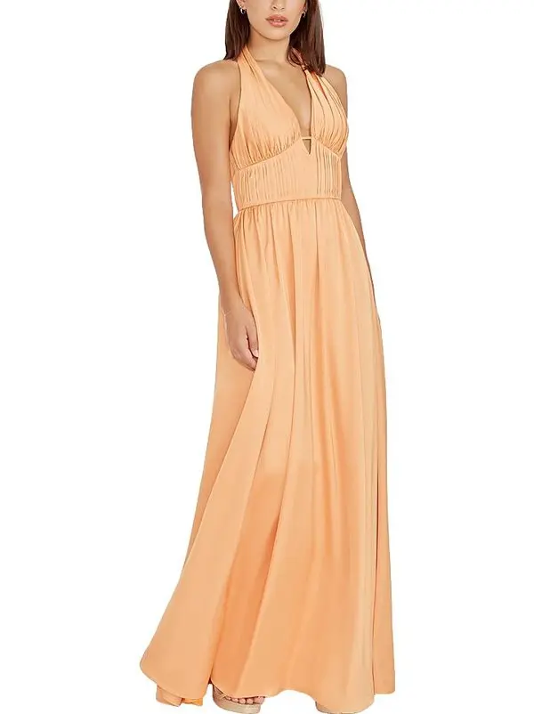 Dress The Population Rhea Halter Neck Maxi Dress With Cut Out - Apricot