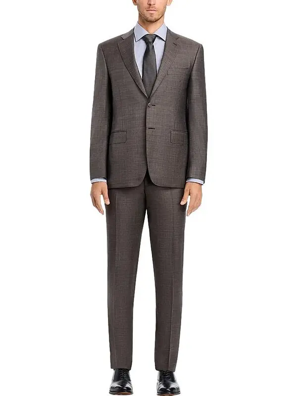 Canali Siena Sharkskin Regular Fit Suit - Brown