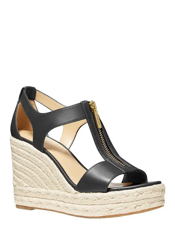 Michael Kors Berkley Espadrille Wedge Sandals - Black