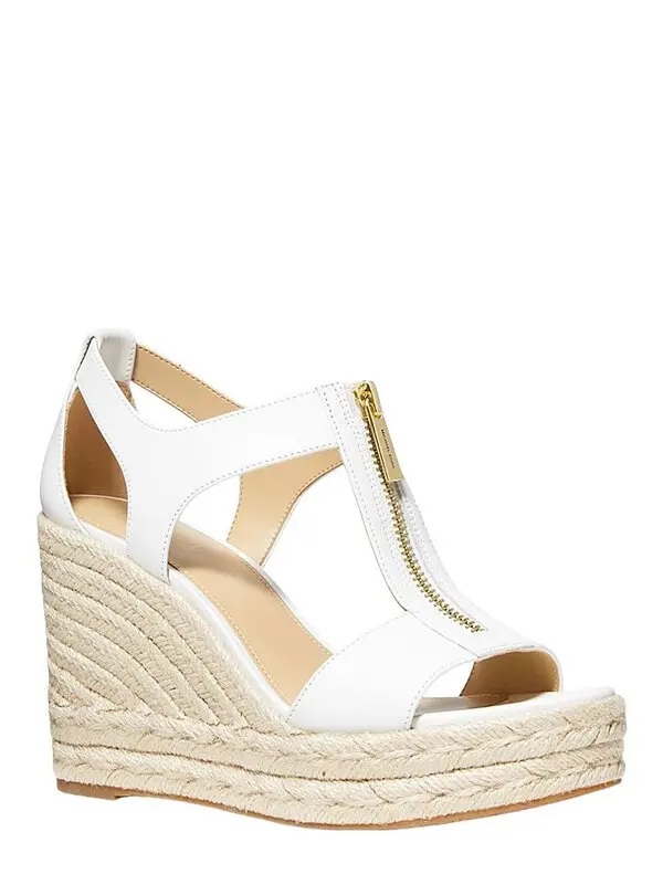 Michael Kors Berkley Espadrille Wedge Sandals - Optic White