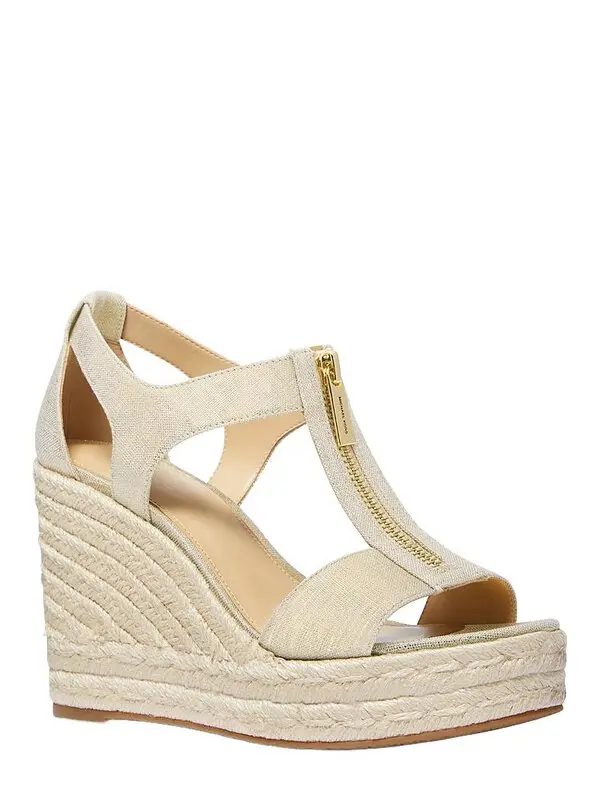 Michael Kors Berkley Espadrille Wedge Sandals - Pale Gold