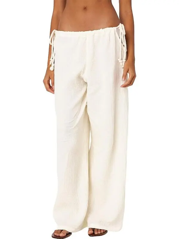 EDIKTED Leoni Cotton Gauze Pants - Cream