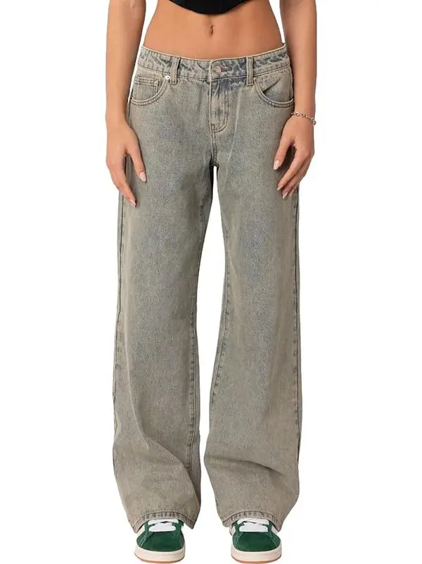 EDIKTED Magda Low Rise Jeans - Blue