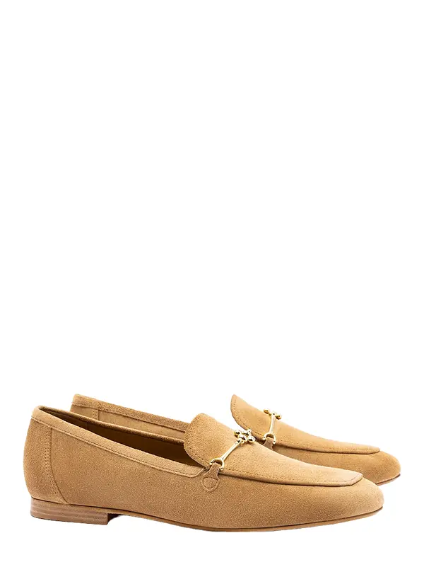 Larroude Katherine Hardware Loafer Flats - Peanut