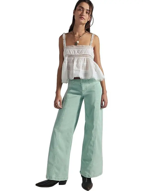 Free People We The Free Libre Wide-leg Jeans - Cameo Green