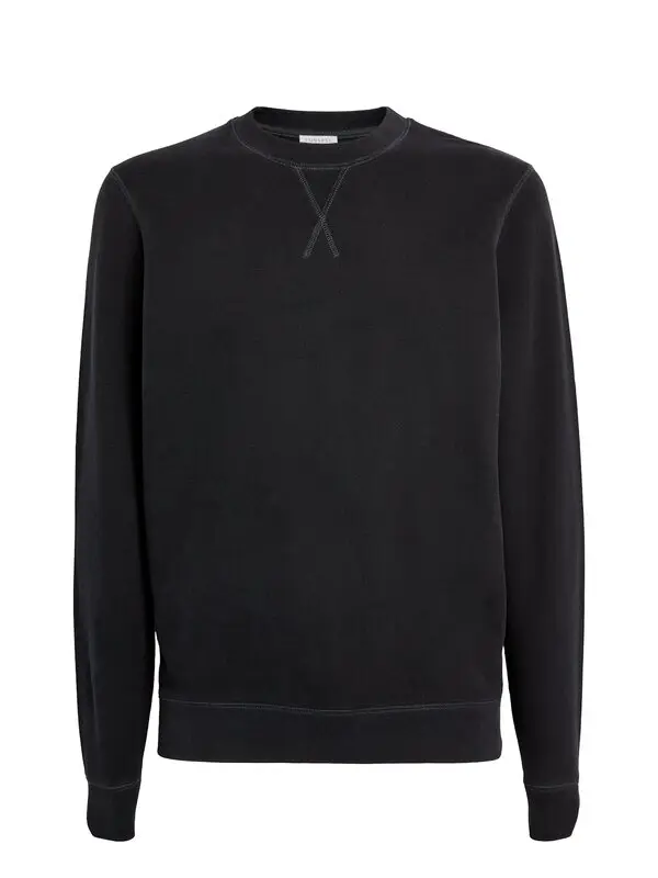 Sunspel Loopback Crewneck Sweatshirt - Black