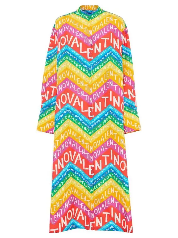 Valentino Garavani Chevron Cotton Shirt Dress - Multicoloured