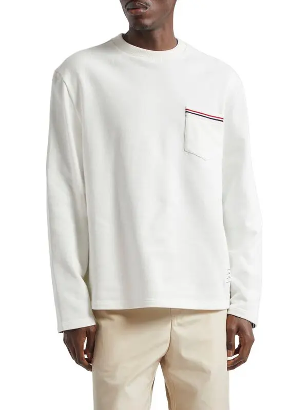 Thom Browne Oversize Cotton Sweatshirt - Natural White