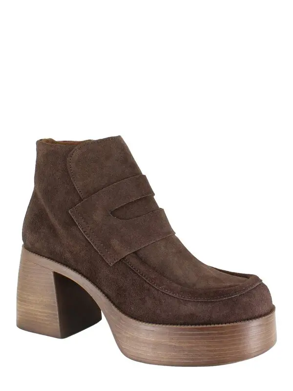 CANDIE'S Bertina Platform Bootie - Brown Suede