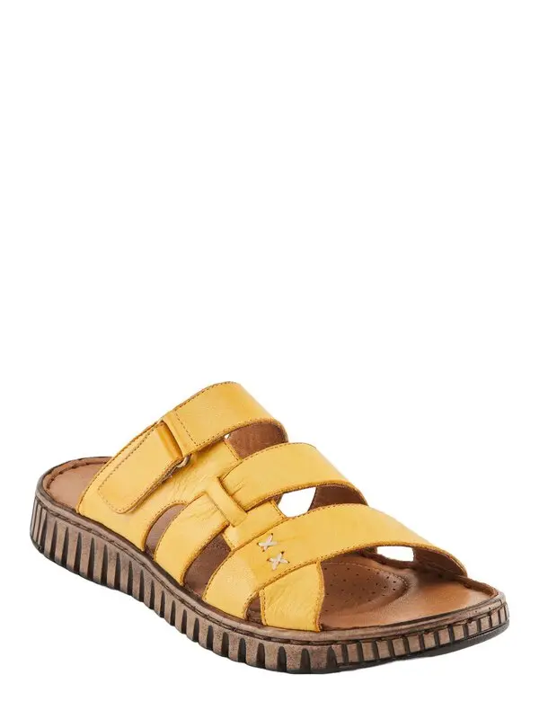 SPRING STEP SHOES Olly Leather Slide Sandal - Mustard