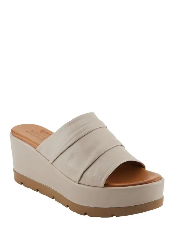 SPRING STEP SHOES Allerton Leather Wedge Slide Sandal - Light Taupe