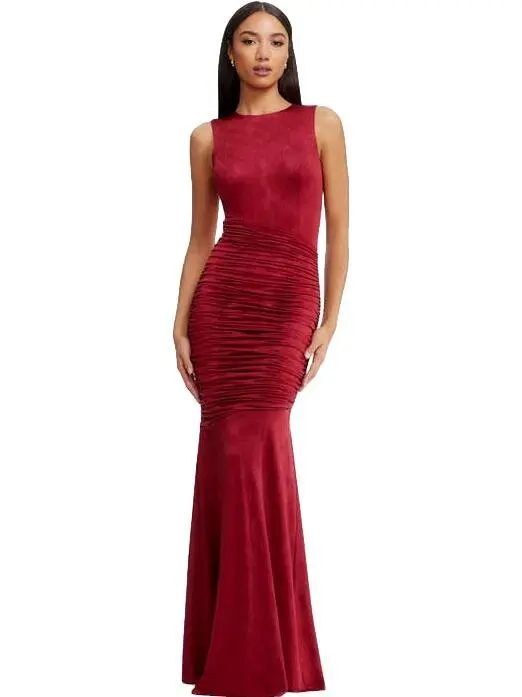 Dress The Population Violetta Ruched Gown - Garnet