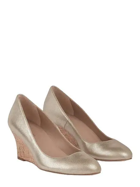 LK BENNETT Eevi Leather Wedge Pumps - Gold